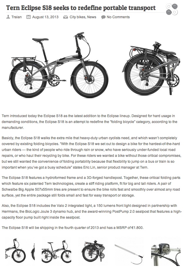 Tern Eclipse S18 seeks to redefine portable transport | Tern Bicycles